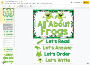 Frogs Reading Flip Book