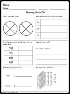 Second Grade Morning Work 3rd Quarter