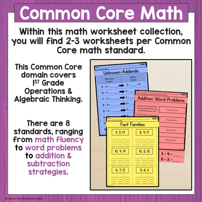1st Grade OA Math Worksheets