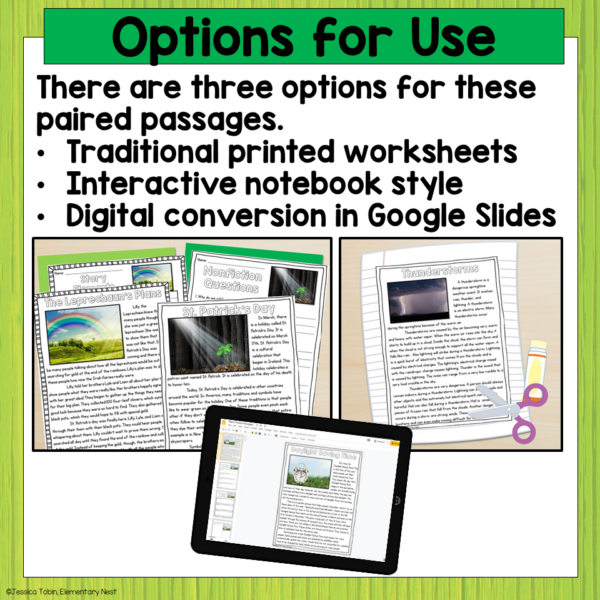 March Paired Passages Reading Comprehension