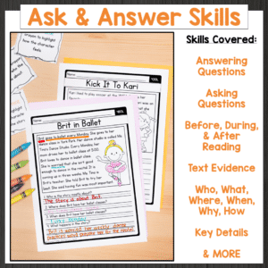 1st Grade Ask And Answer Questions RL.1.1 Worksheets & Charts