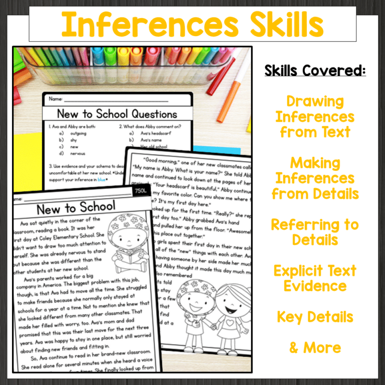 Making Inferences Worksheets And Activities RL.4.1