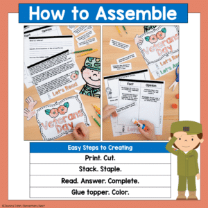 Veterans Day Craft Reading Flip Book