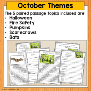 October Reading Comprehension Paired Passages