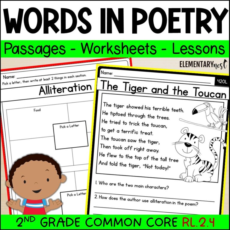 Words In Poetry 2nd Grade Reading Comprehension Passages RL.2.4
