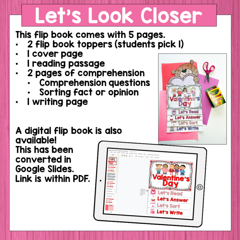 Valentine's Day Flip Book Reading Activities