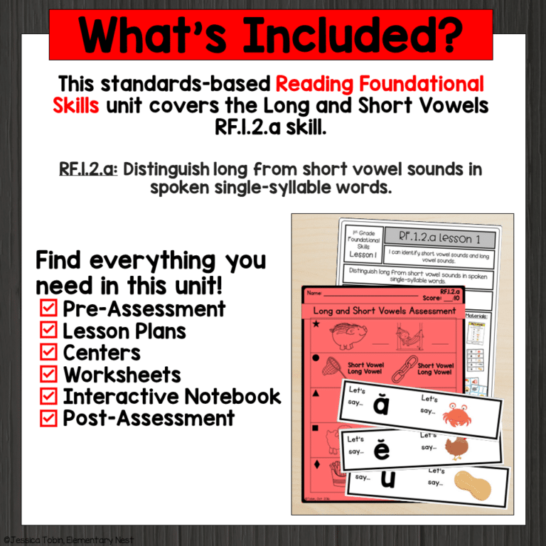 RF.1.2.a Long and Short Vowels - Elementary Nest
