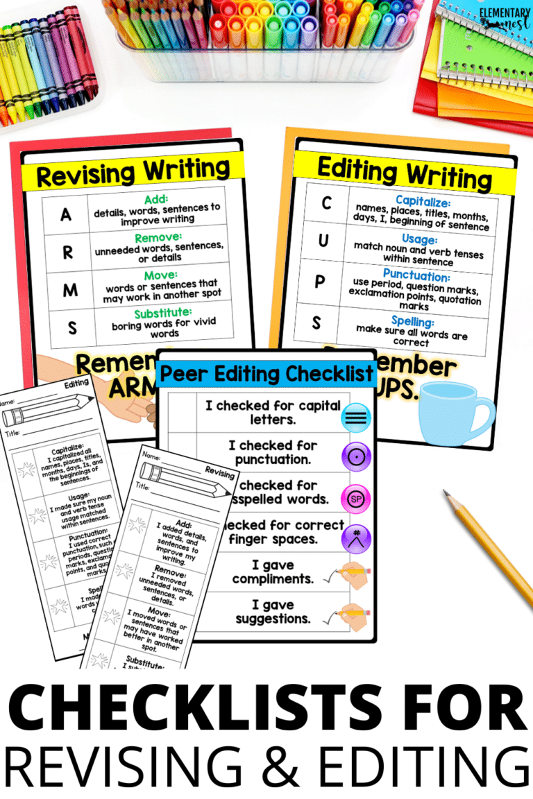 Teaching Sentences Editing With Checklists, Worksheets, And More