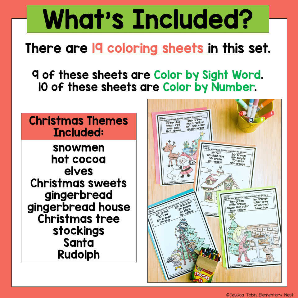 Christmas Coloring Sheets By Word And Number