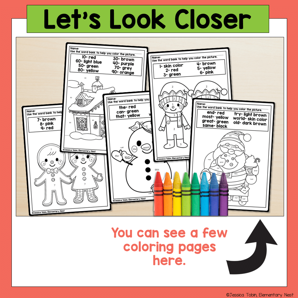 Christmas Coloring Sheets By Word And Number