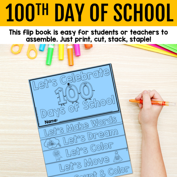 100th Day Of School Flip Book Craft Activity
