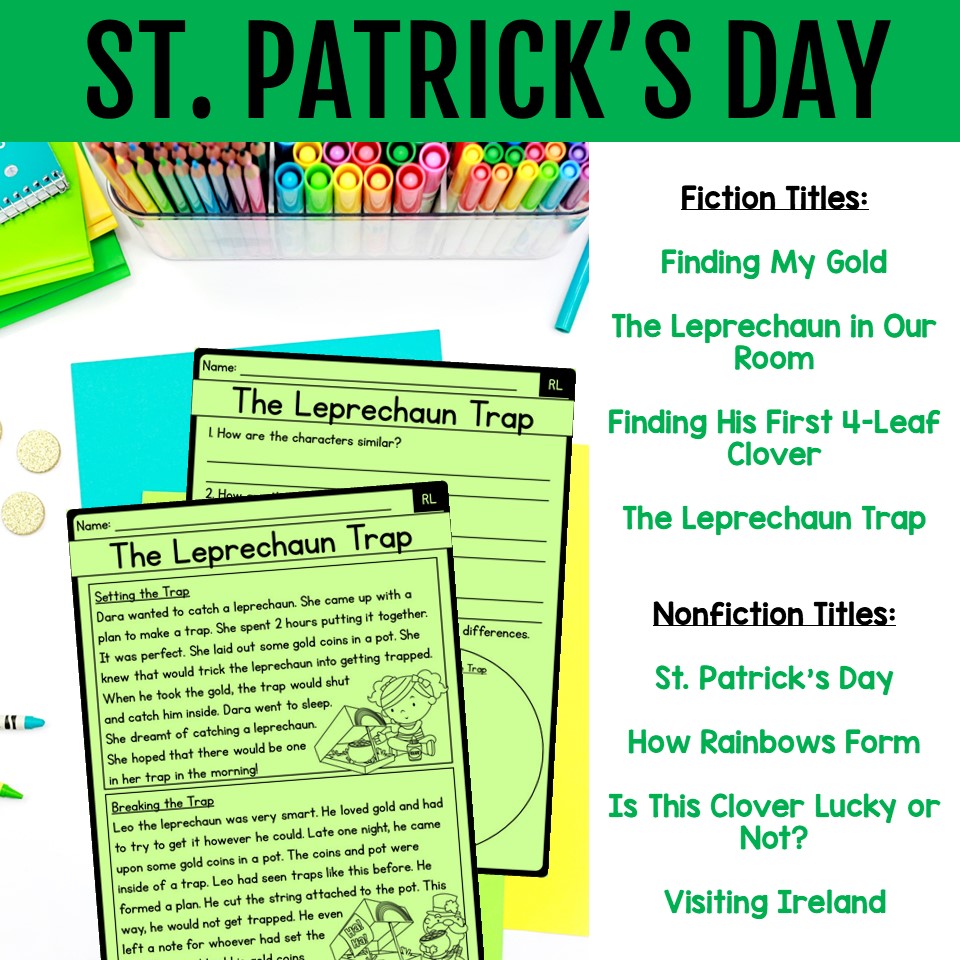 St Patrick's Day Reading Comprehension Passages For 1st & 2nd
