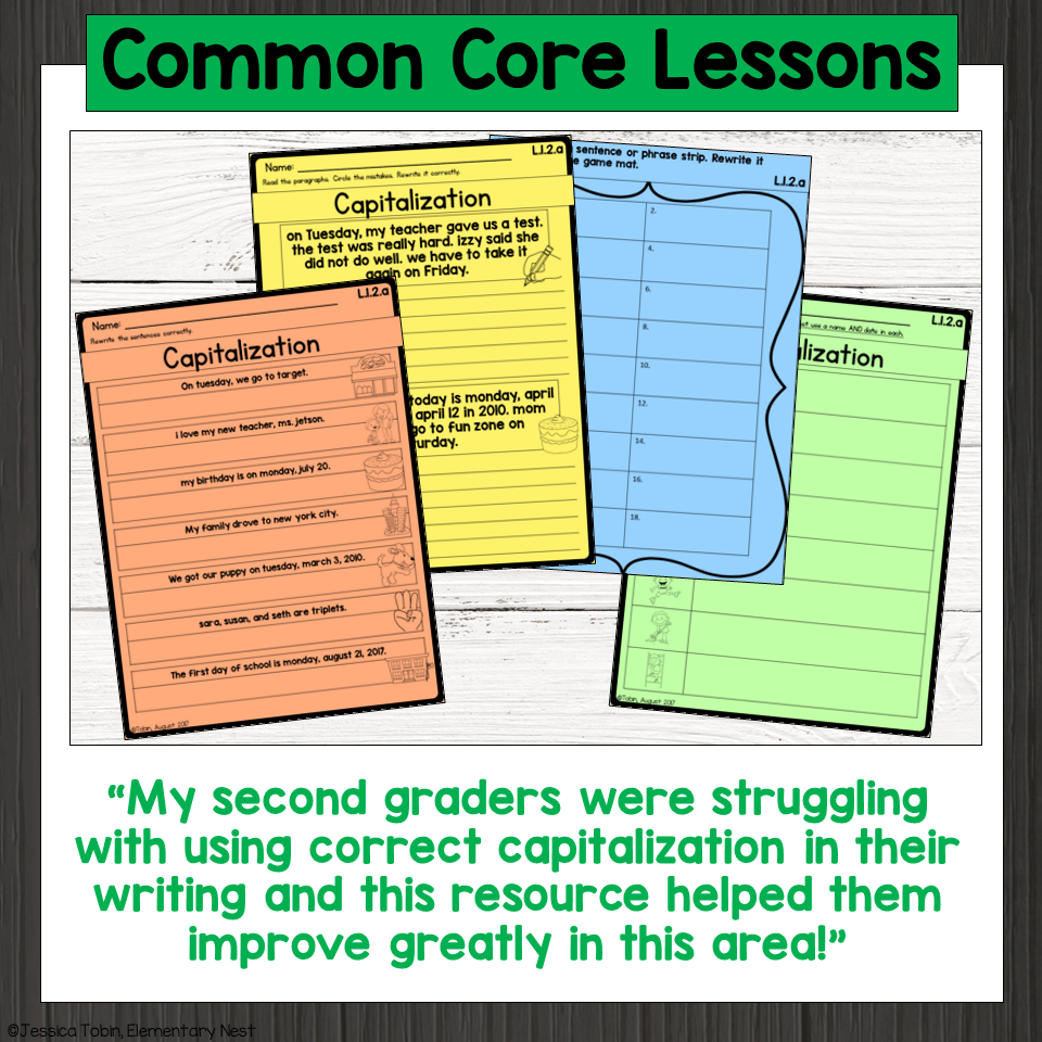 L.1.2.a 1st Grade Capitalization Worksheets, Mini Lessons, Centers ...