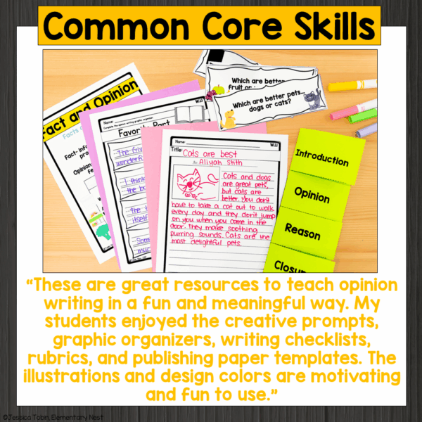 1st Grade Opinion Writing Unit W.1.1 Graphic Organizers, Lessons ...