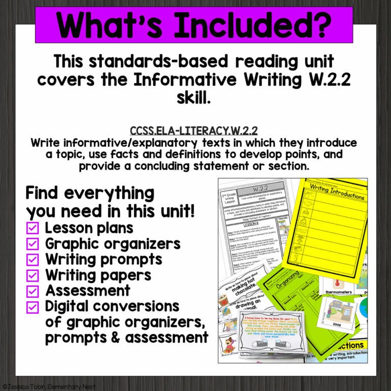 Informational Writing 2nd Grade W.2.2 Informative Lessons, Prompts, & More