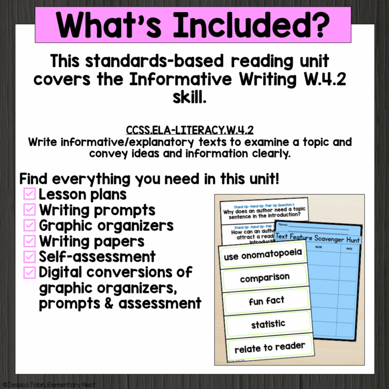Informational Writing 4th Grade W.4.2 Informative Lessons, Prompts, & More