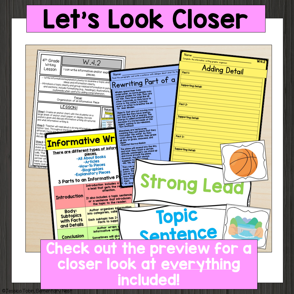 Informational Writing 4th Grade W.4.2 Informative Lessons, Prompts, & More