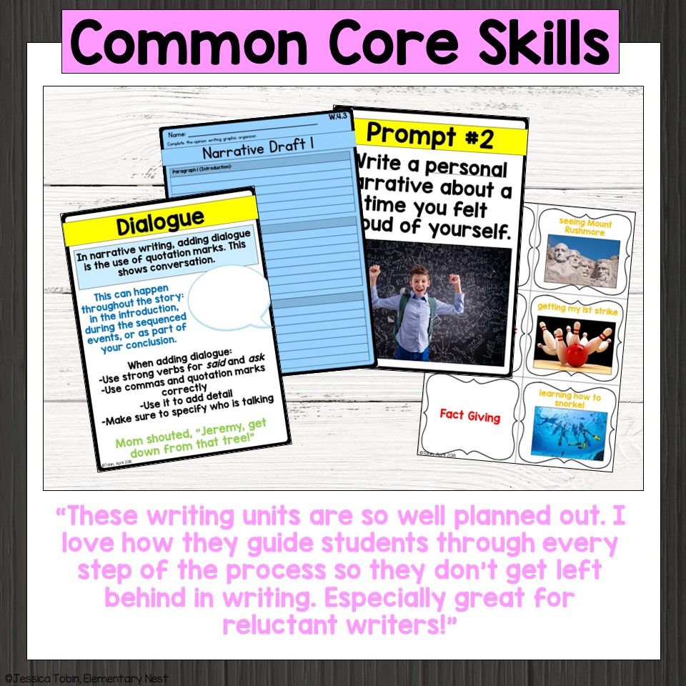 4th Grade Narrative Writing Unit W.4.3, Graphic Organizers, Mini ...