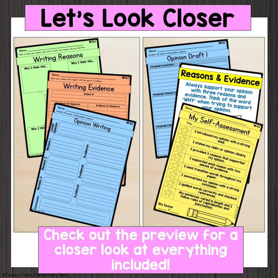 4th Grade Opinion Writing Unit W.4.1 Graphic Organizers, Lessons ...