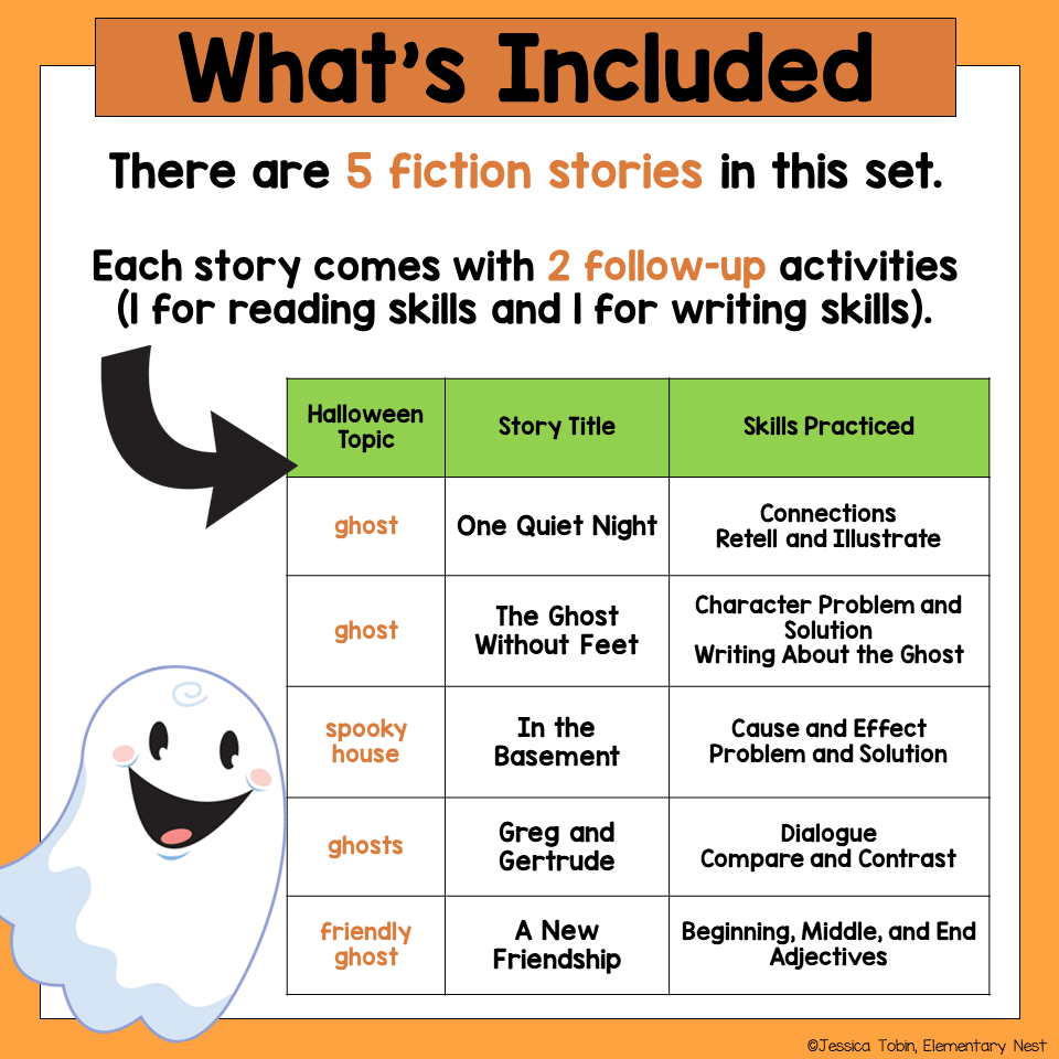 Halloween Reading Passages With Comprehension Questions, 5 Fiction Stories
