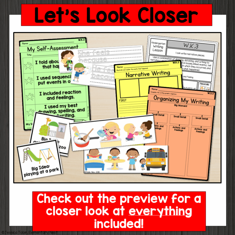 Kindergarten Narrative Writing And Personal Narrative Writing Unit W.K.3