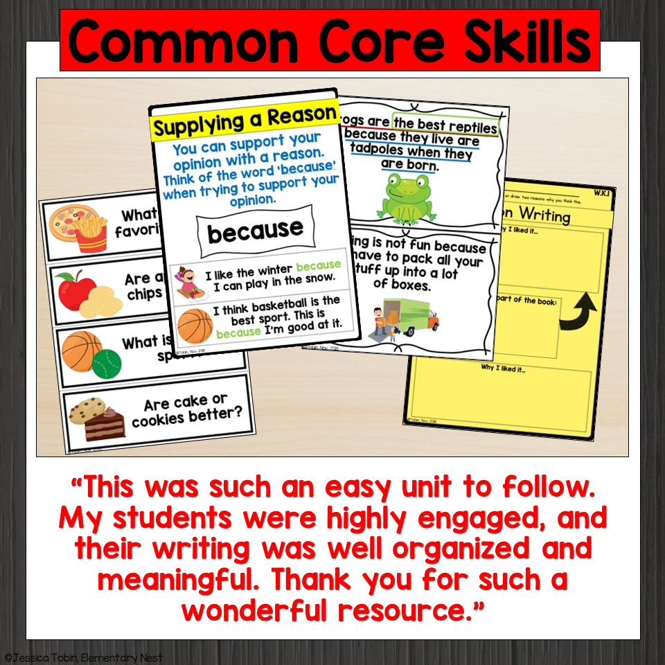 Kindergarten Opinion Writing Unit W.K.1 Graphic Organizers, Lessons ...