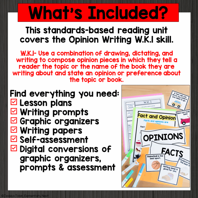 Kindergarten Opinion Writing Unit W.K.1 Graphic Organizers, Lessons ...
