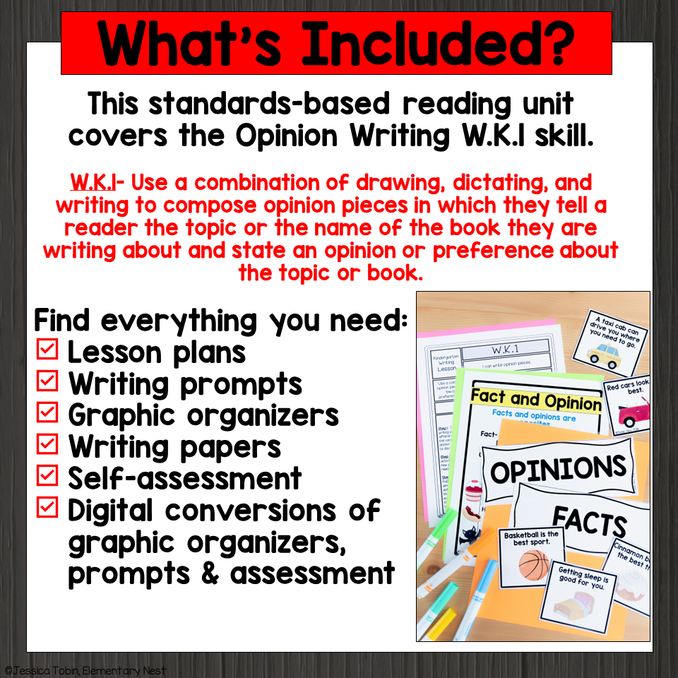 Kindergarten Opinion Writing Unit W.K.1 Graphic Organizers, Lessons ...