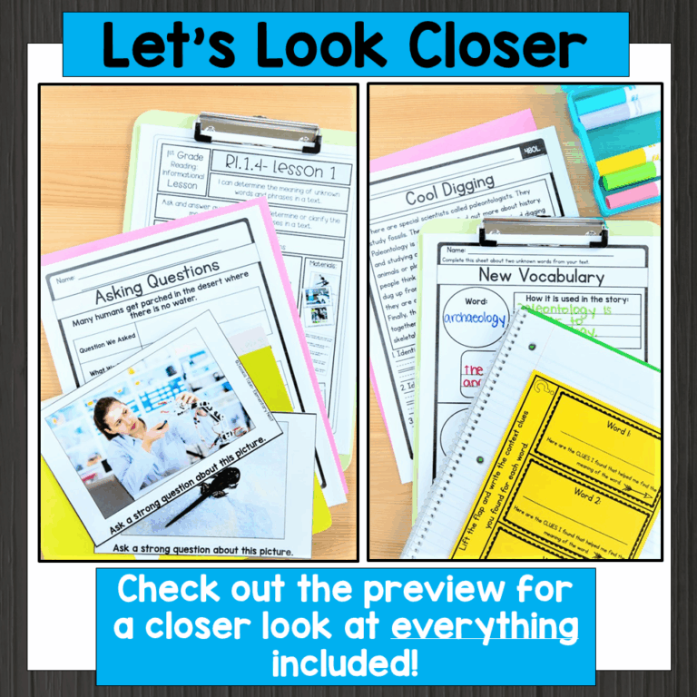 1st Grade Context Clues And Unknown Words Nonfiction RI.1.4
