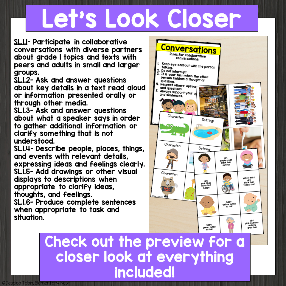 1st Grade Speaking And Listening SL.1 Lessons And Activities