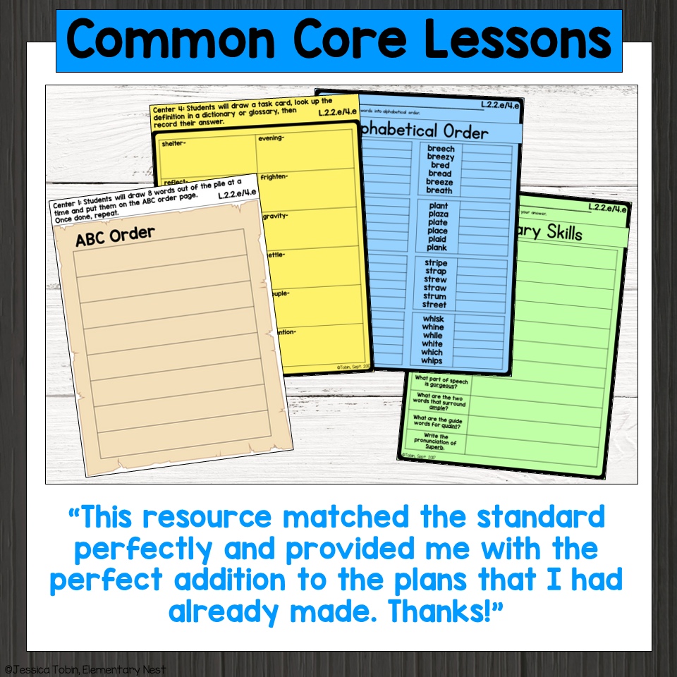 L.2.2.e L.2.4.e Dictionary Lessons, Worksheets, Centers, Assessment