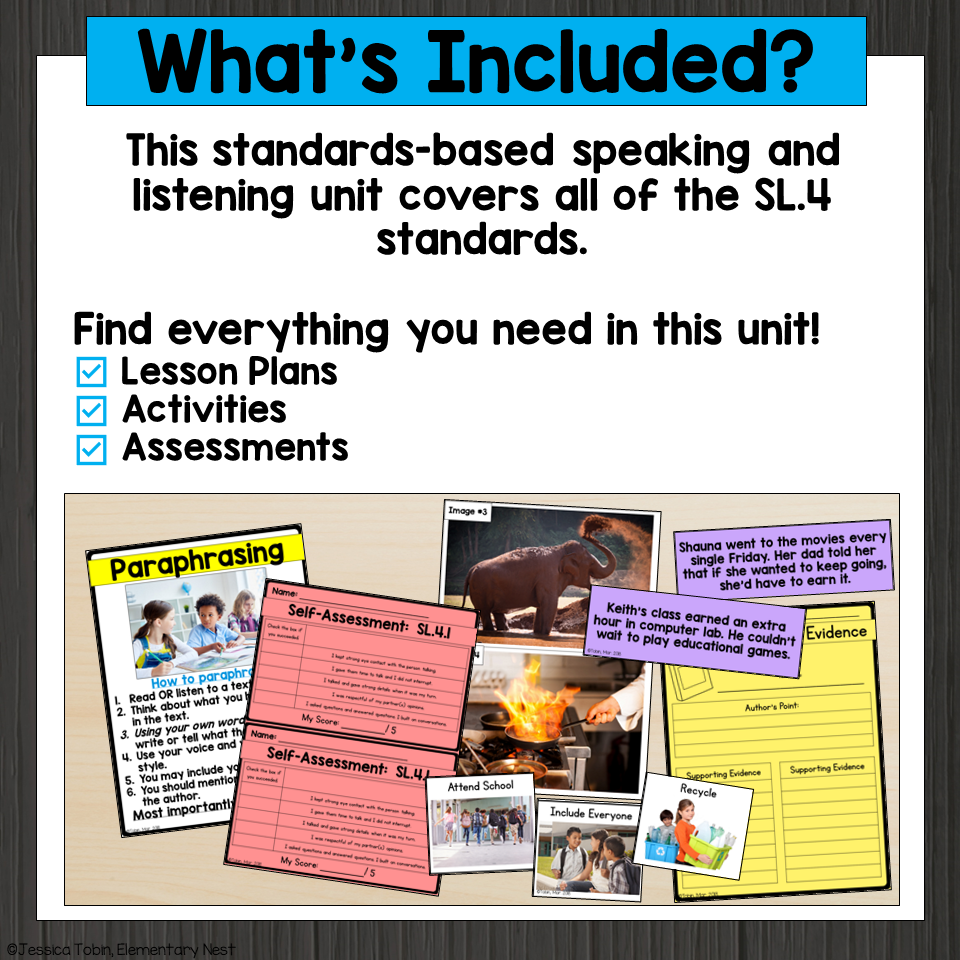 4th Grade Speaking And Listening SL.4 Lessons And Activities