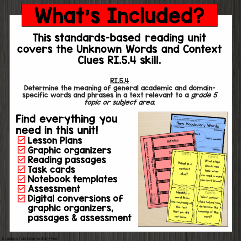 RI.5.4 5th Grade Context Clues Nonfiction Vocabulary And Unknown Words