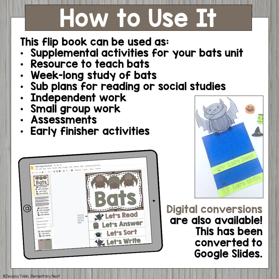 All About Bats Reading Flip Book, Bats Activities For Reading Comprehension