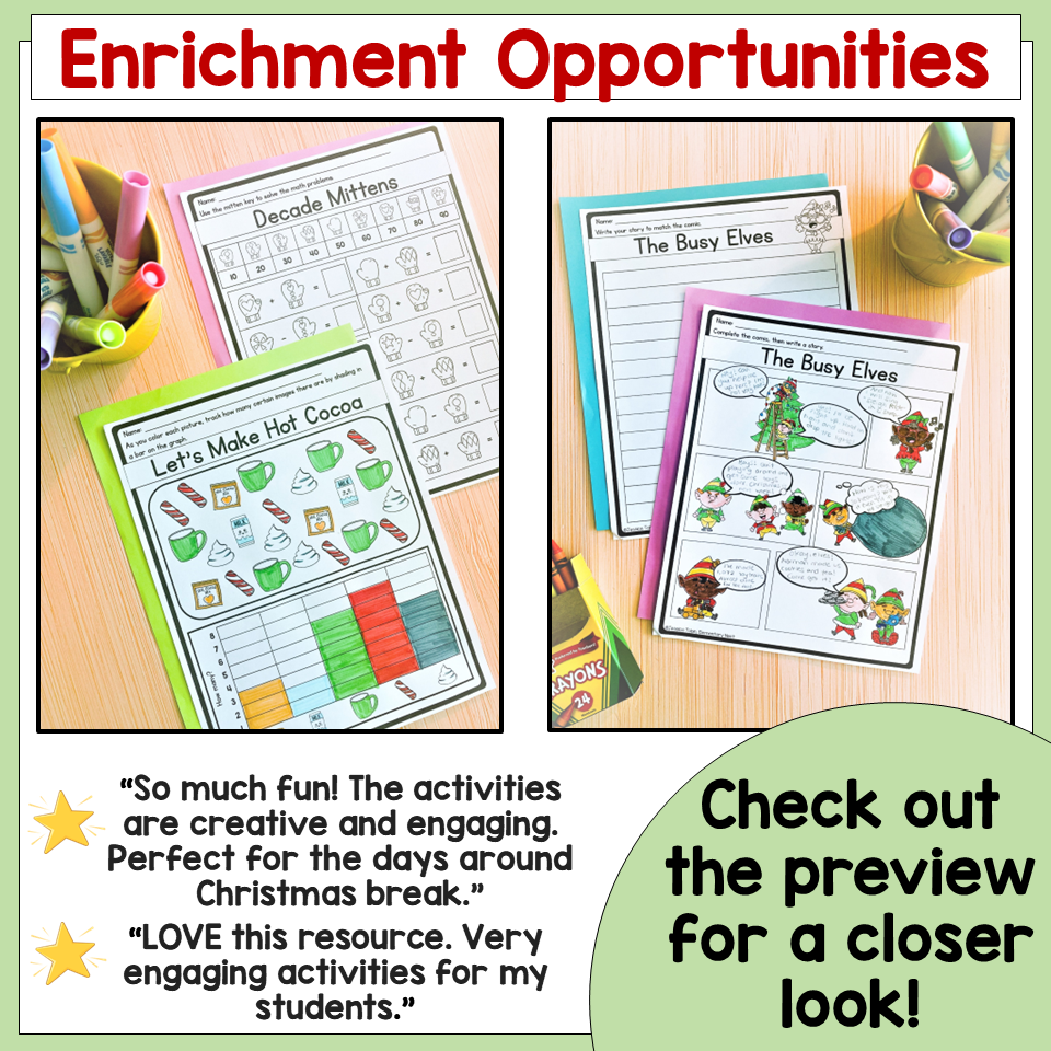 18 Christmas Early Finisher Activities Worksheets