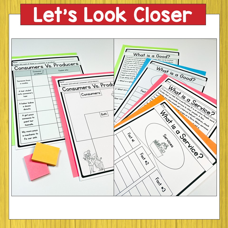 Economics Activities, Goods And Services Worksheets & Passages
