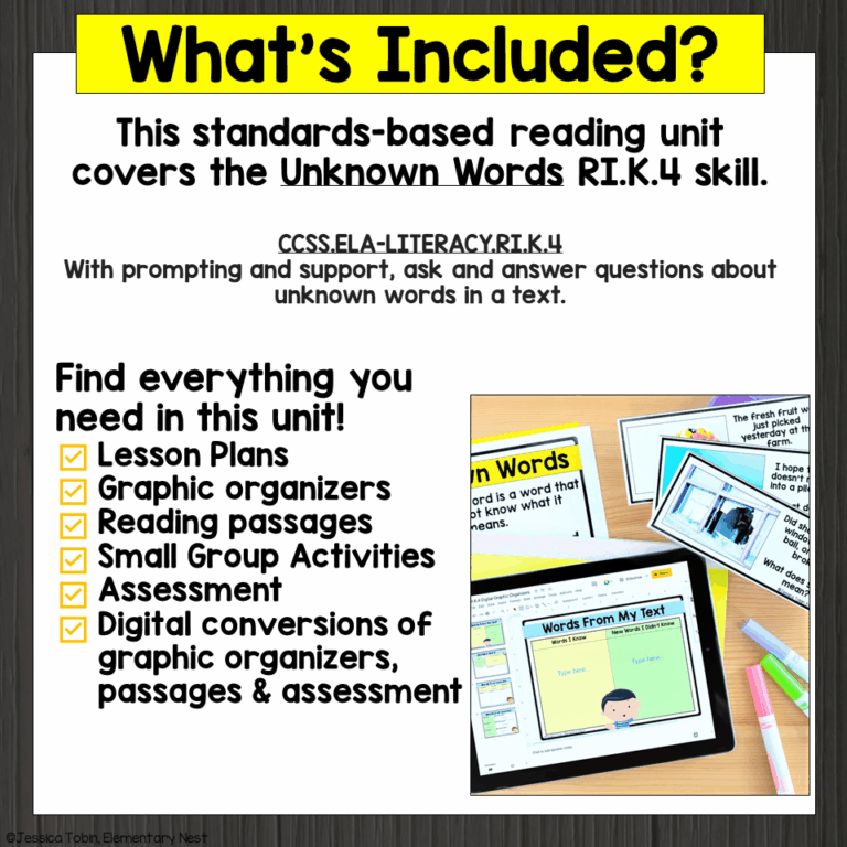 Kindergarten Context Clues And Unknown Words RI.K.4