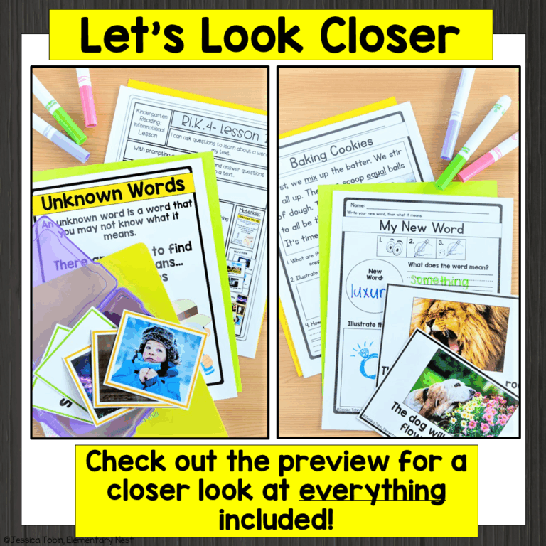 Kindergarten Context Clues And Unknown Words RI.K.4