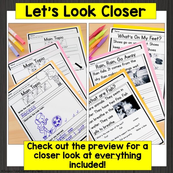 Kindergarten Main Topic And Key Details Worksheets RI.K.2