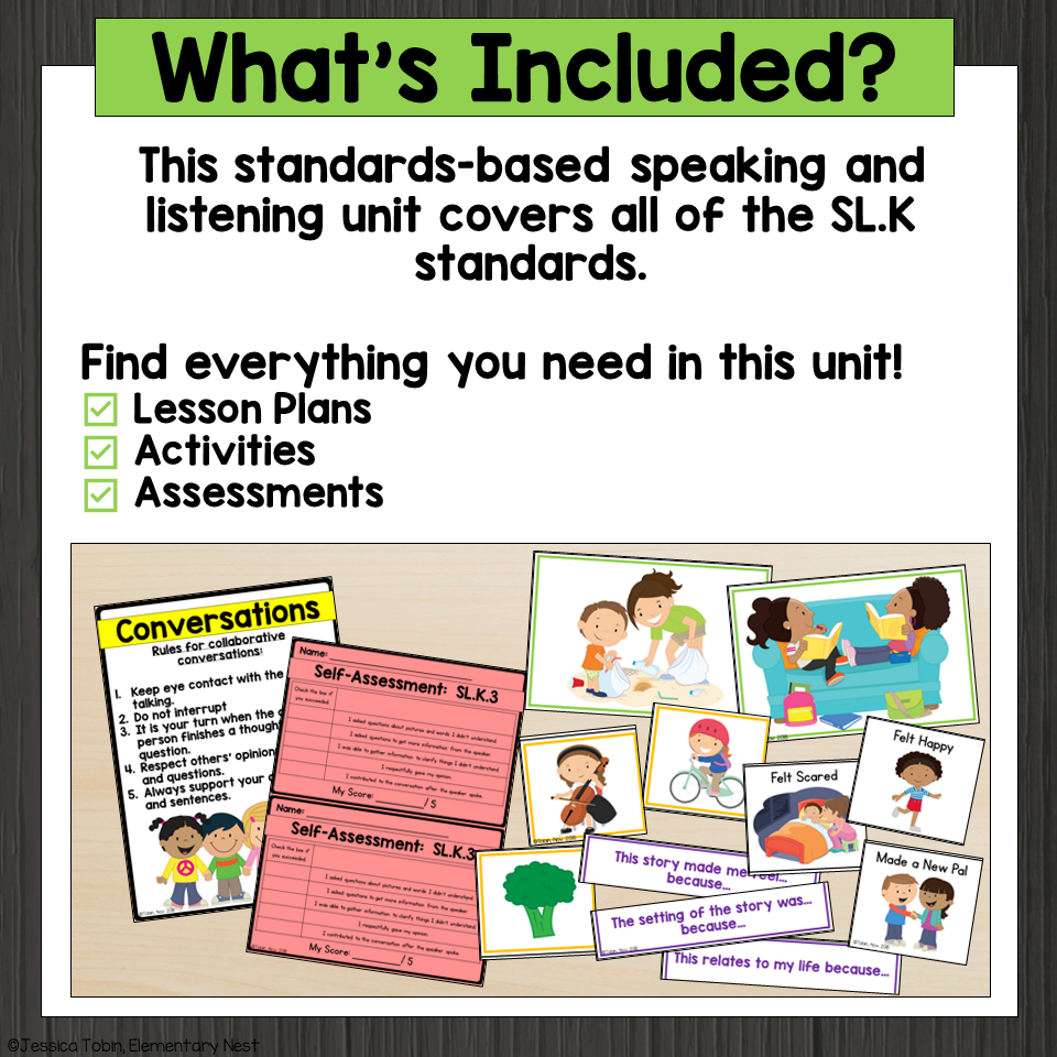 Kindergarten Speaking And Listening SL.K Lessons And Activities