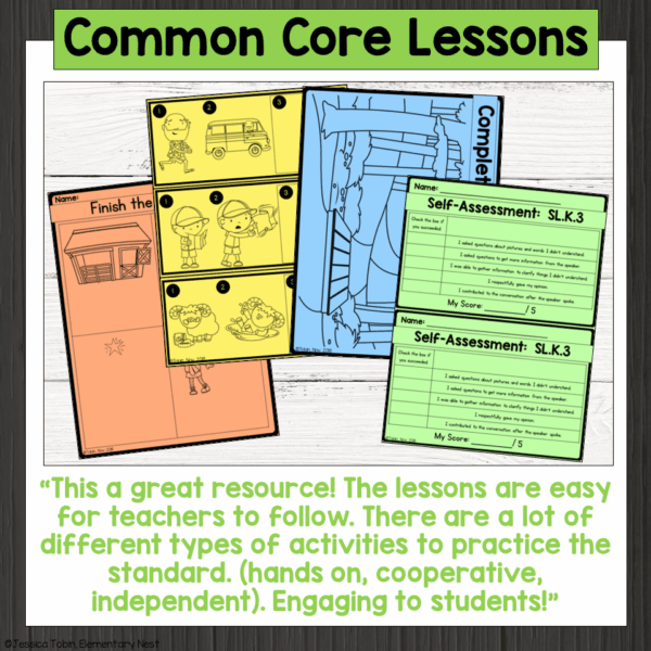 Kindergarten Speaking And Listening SL.K Lessons And Activities