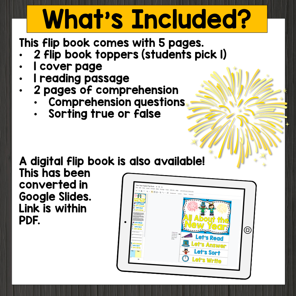 New Years Reading & Writing Craft Flip Book