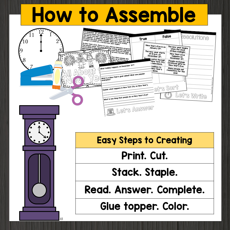 New Years Reading & Writing Craft Flip Book