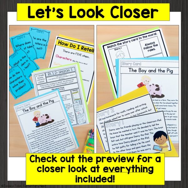 RL.1.2 Retelling A Story Reading Unit 1st Grade Story Retell