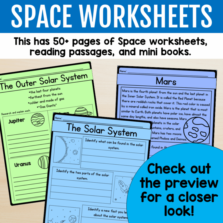 Space Worksheets And Reading Passages, Solar System Activities