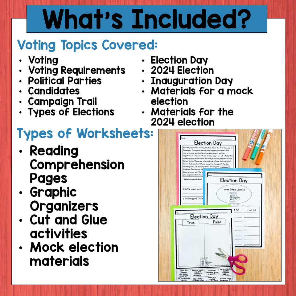Voting And Elections Reading Passages And Worksheets