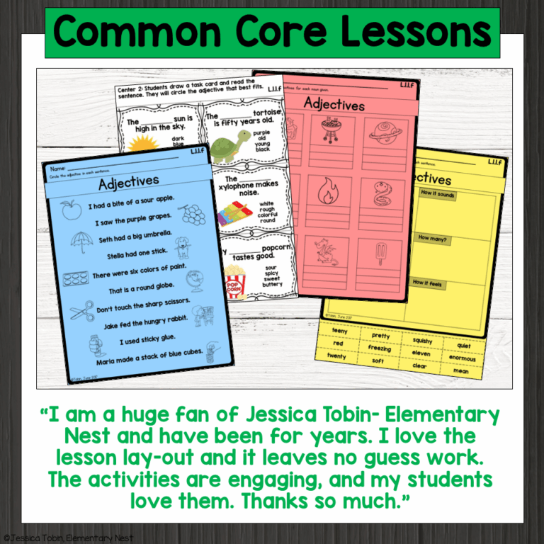 1st Grade Adjectives Worksheets, Lessons, Centers L.1.1.f