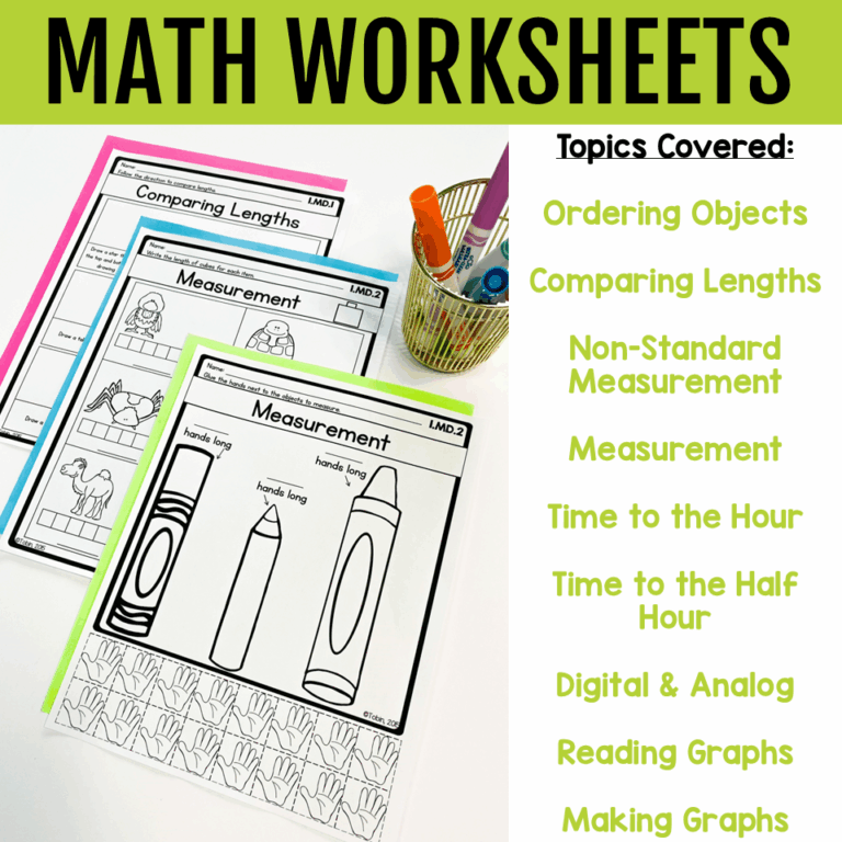 1st Grade Measurement And Data Math Worksheets