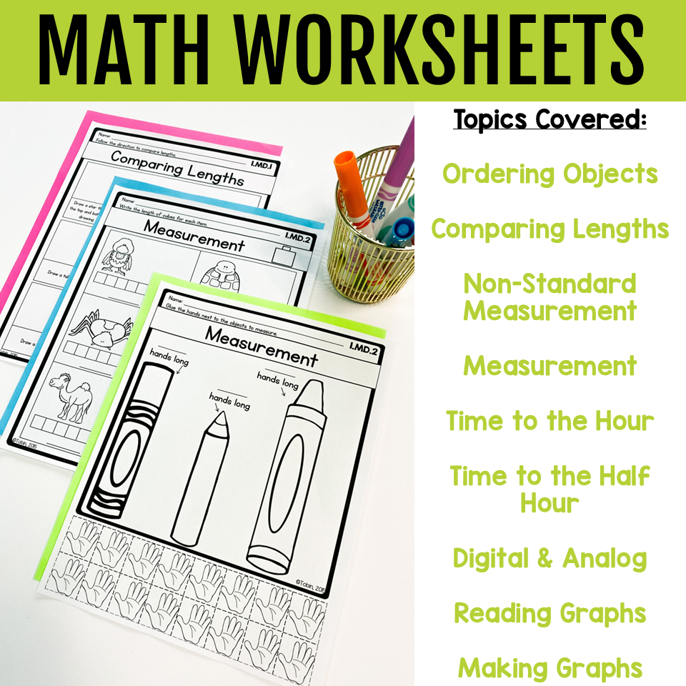 1st Grade Measurement And Data Math Worksheets