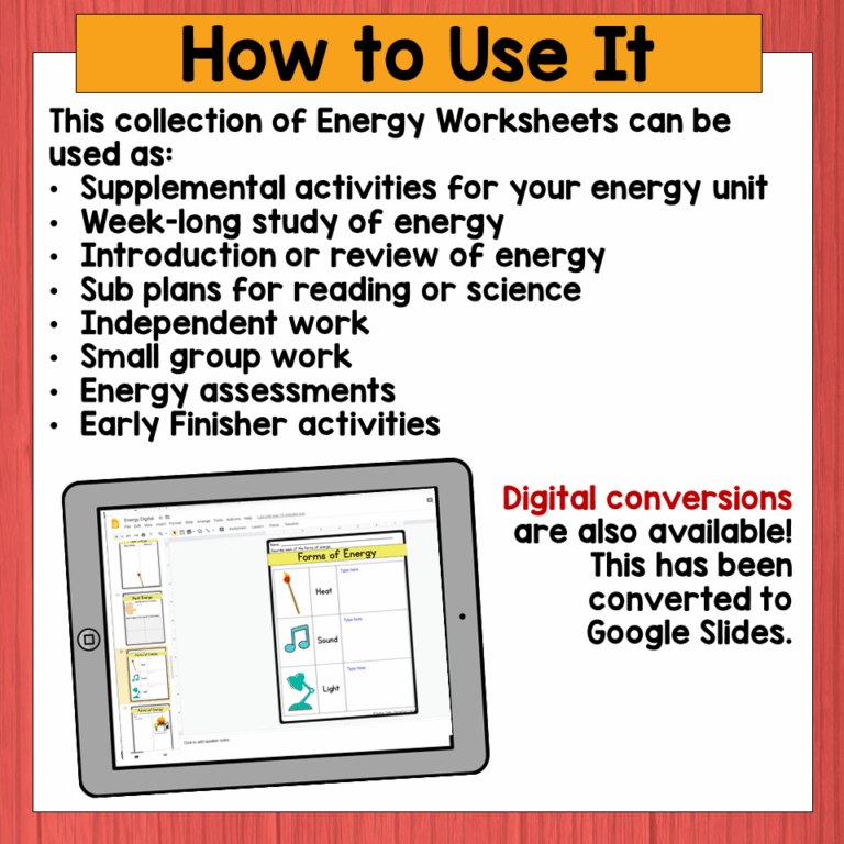 Energy And Forms Of Energy Worksheets And Energy Reading Passages